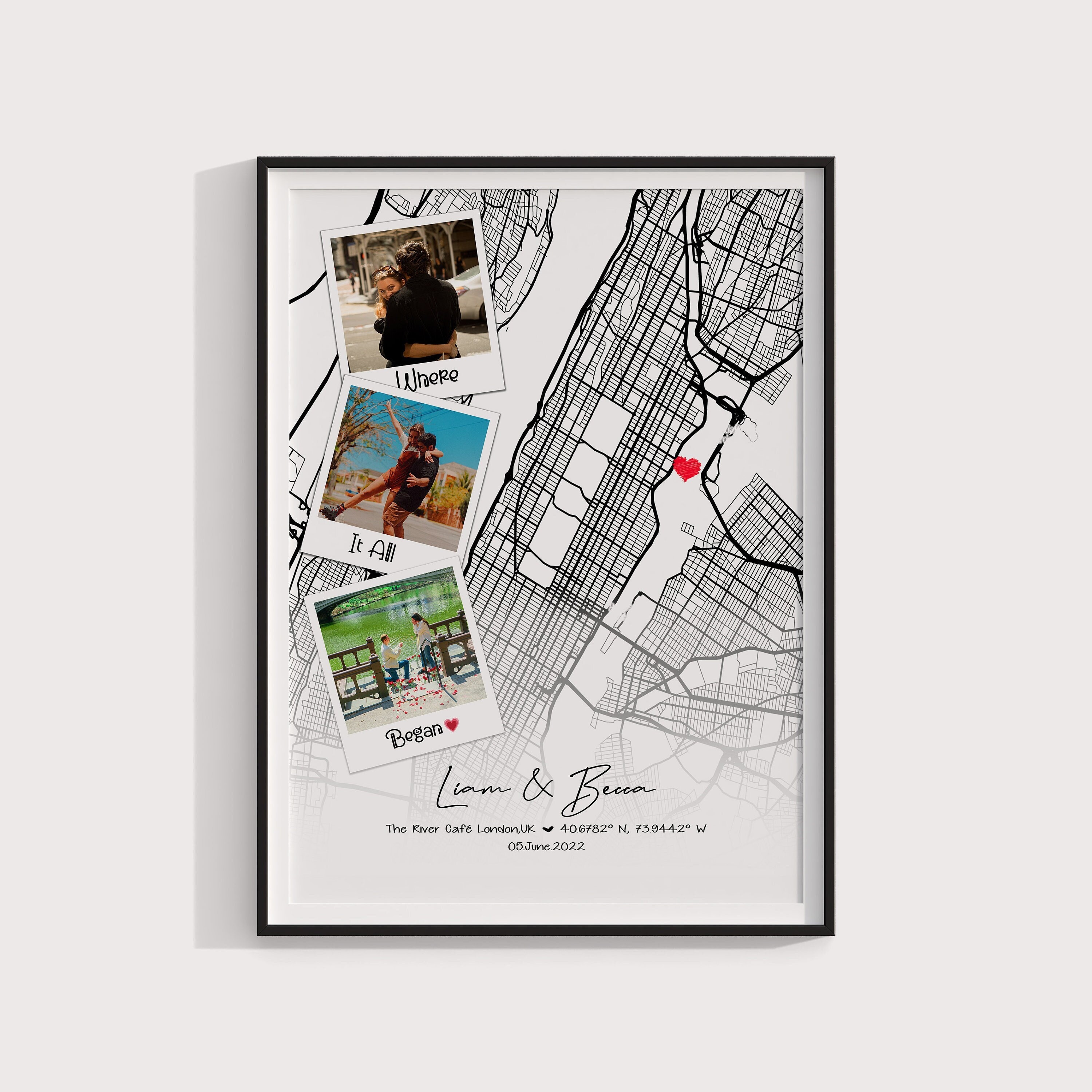 Where We Met Map /where It All Began /couple Map/ Gift for Her/ Gift ...