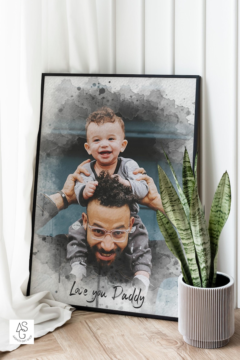 Personalised Dad Drawing, Fathers Day Present for Him From Daughter ...