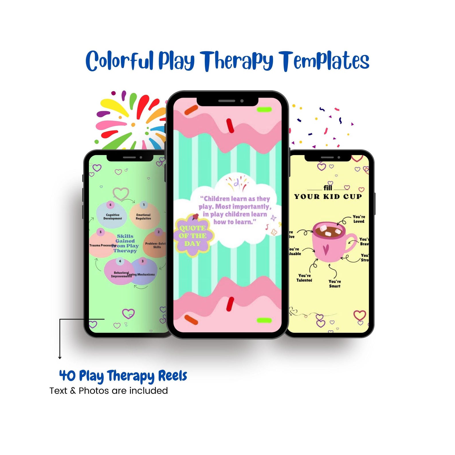 40 Play Therapy Instagram Templates, Instagram Reels, Canva, Mental ...