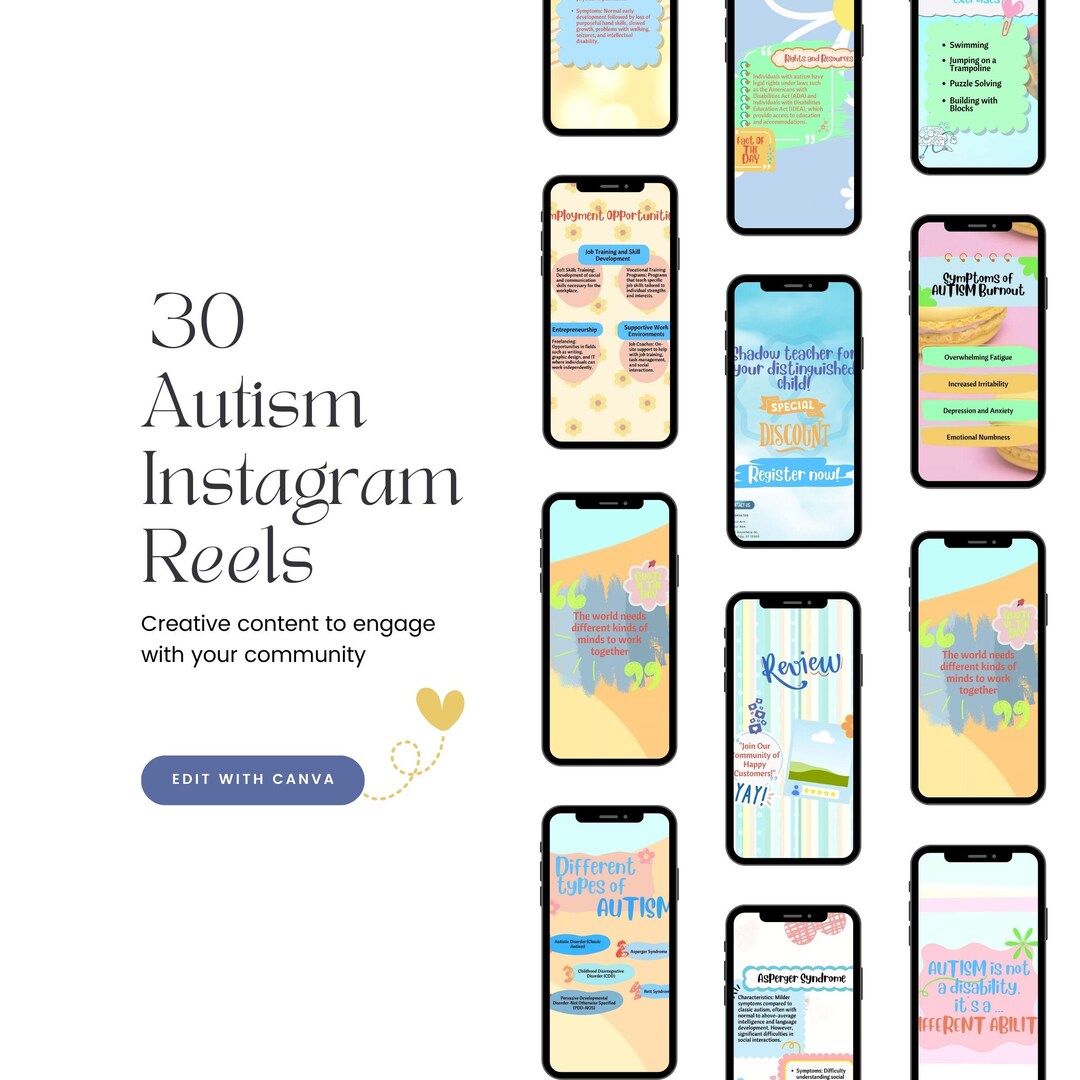 Autism Instagram Reels Template, Autism Awareness Social Media Content ...