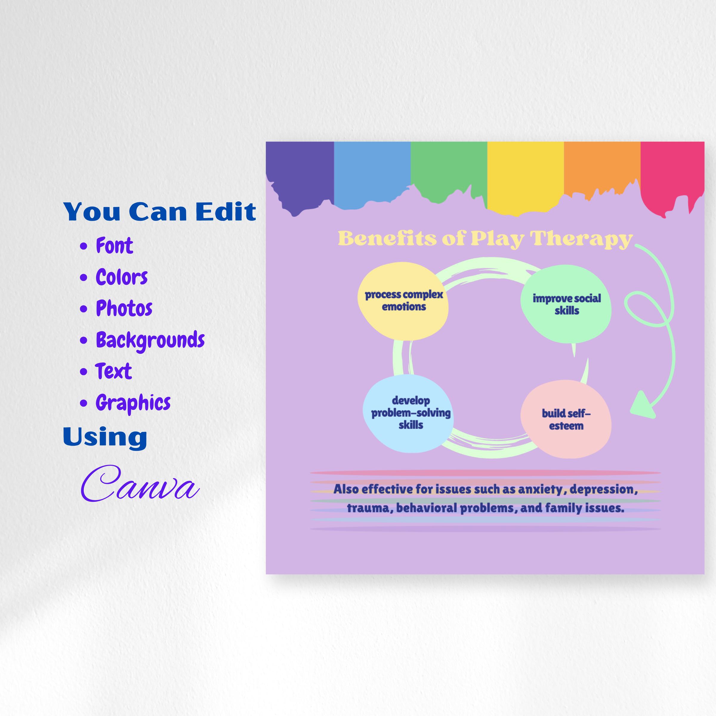 120 Play Therapy Instagram Templates,instagram Posts, Canva, Mental ...