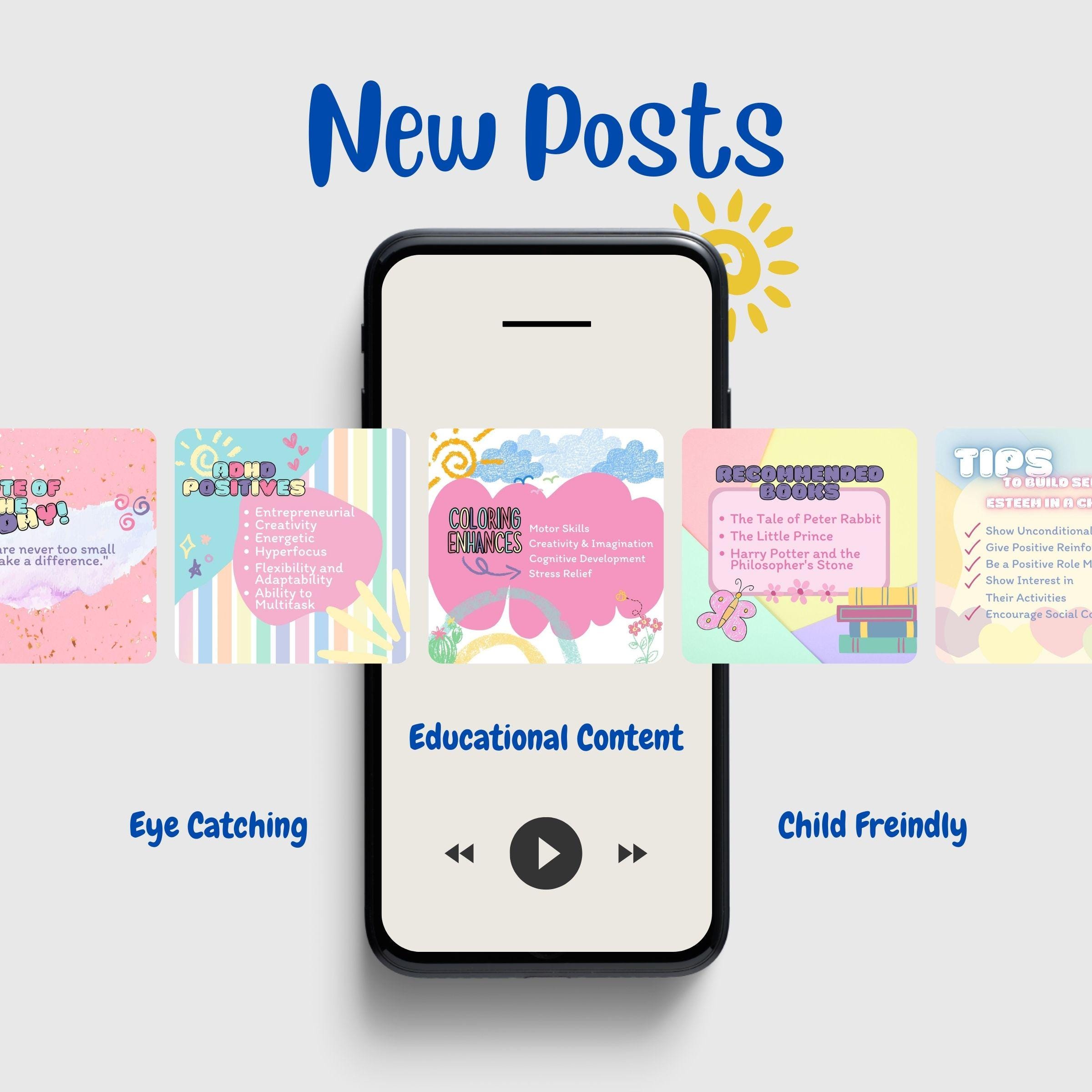 Early Learning Instagram Posts: Child Development Tips (50 Canva ...