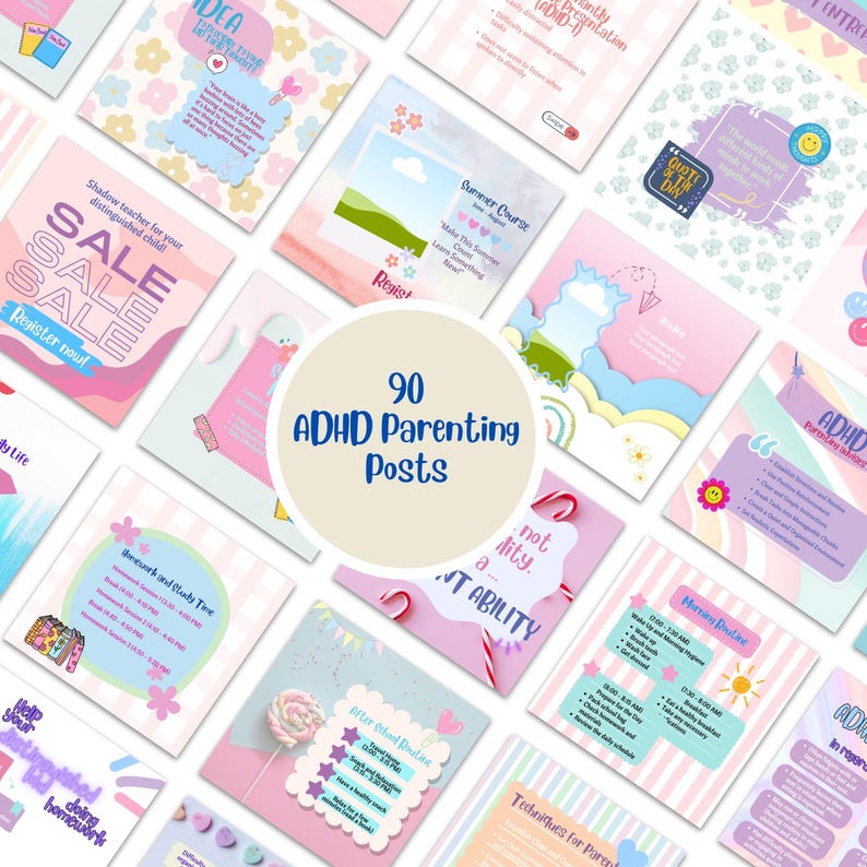 120 ADHD Awareness, ADHD Canva Instagram Templates, Mental Health ...