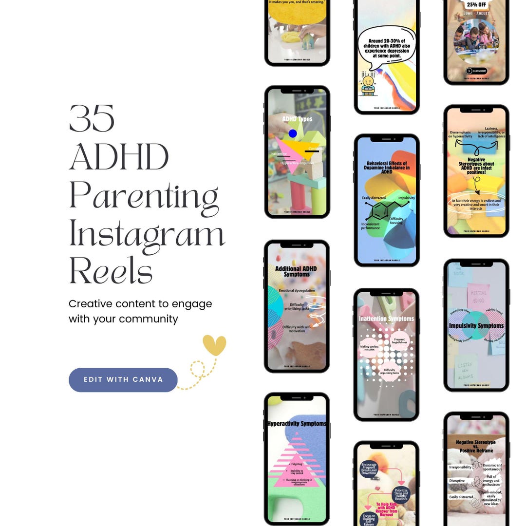 35 Kids ADHD Awareness Reels, Canva Instagram Reels, Mental Health ...