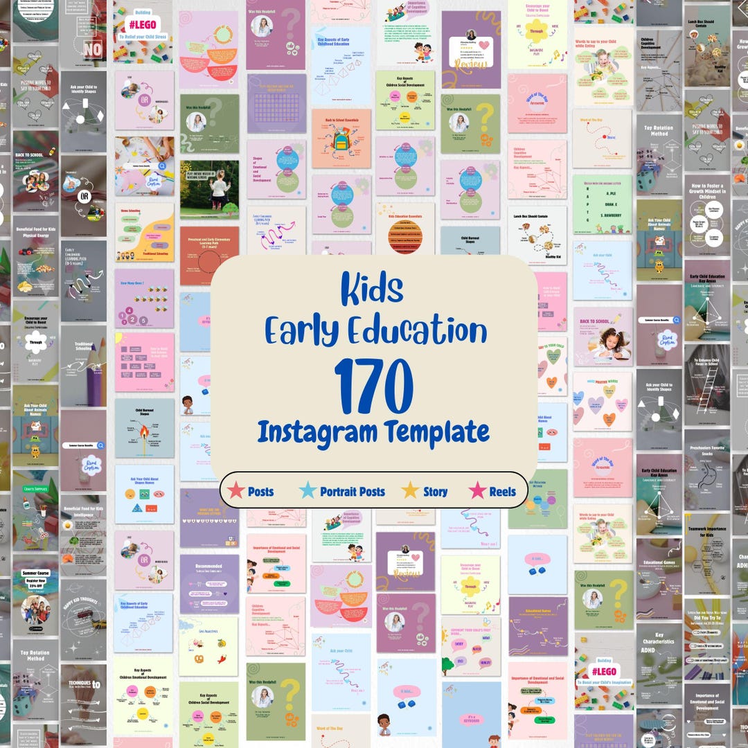 170 Kids Early Education Instagram Templates: Child Development IG Post ...