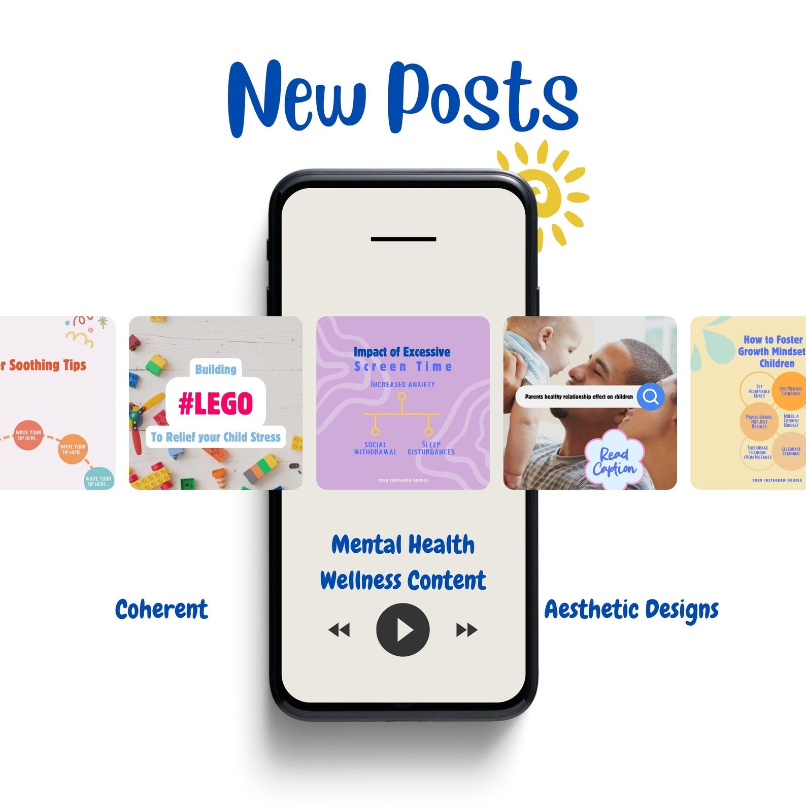 150 Kids Mental Health Instagram Templates: Child Development IG Post ...