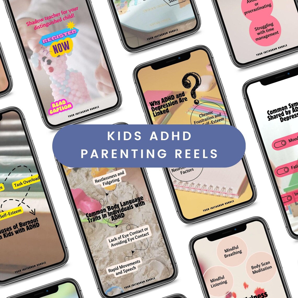 35 ADHD Parenting Instagram Reels: Canva Templates (digital Download ...