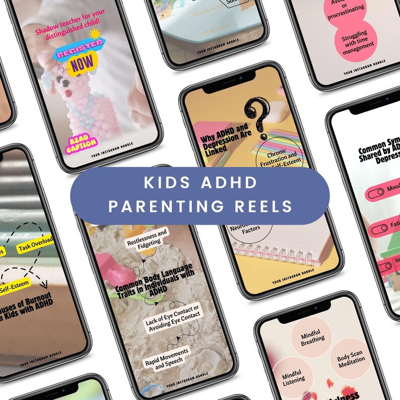 35 ADHD Parenting Instagram Reels: Canva Templates (digital Download ...