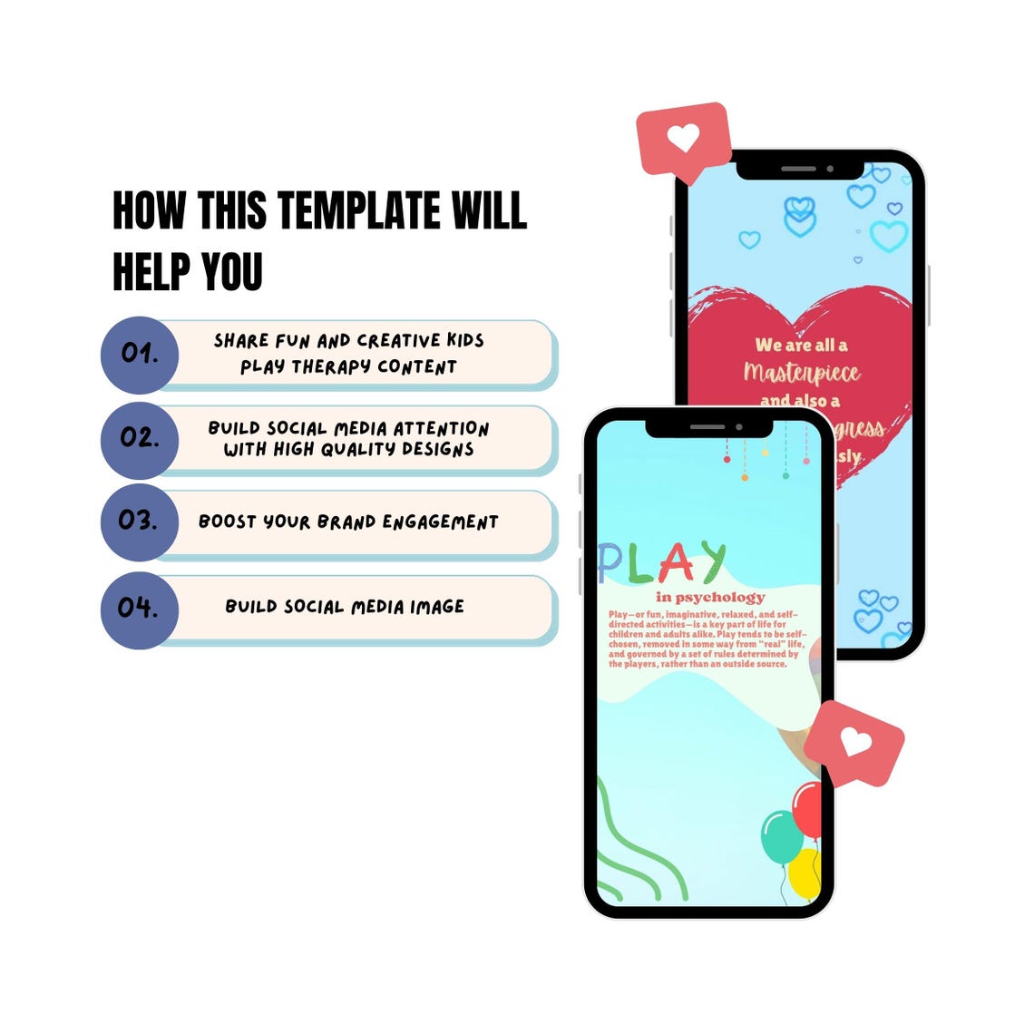 40 Play Therapy Instagram Templates, Instagram Reels, Canva, Mental ...