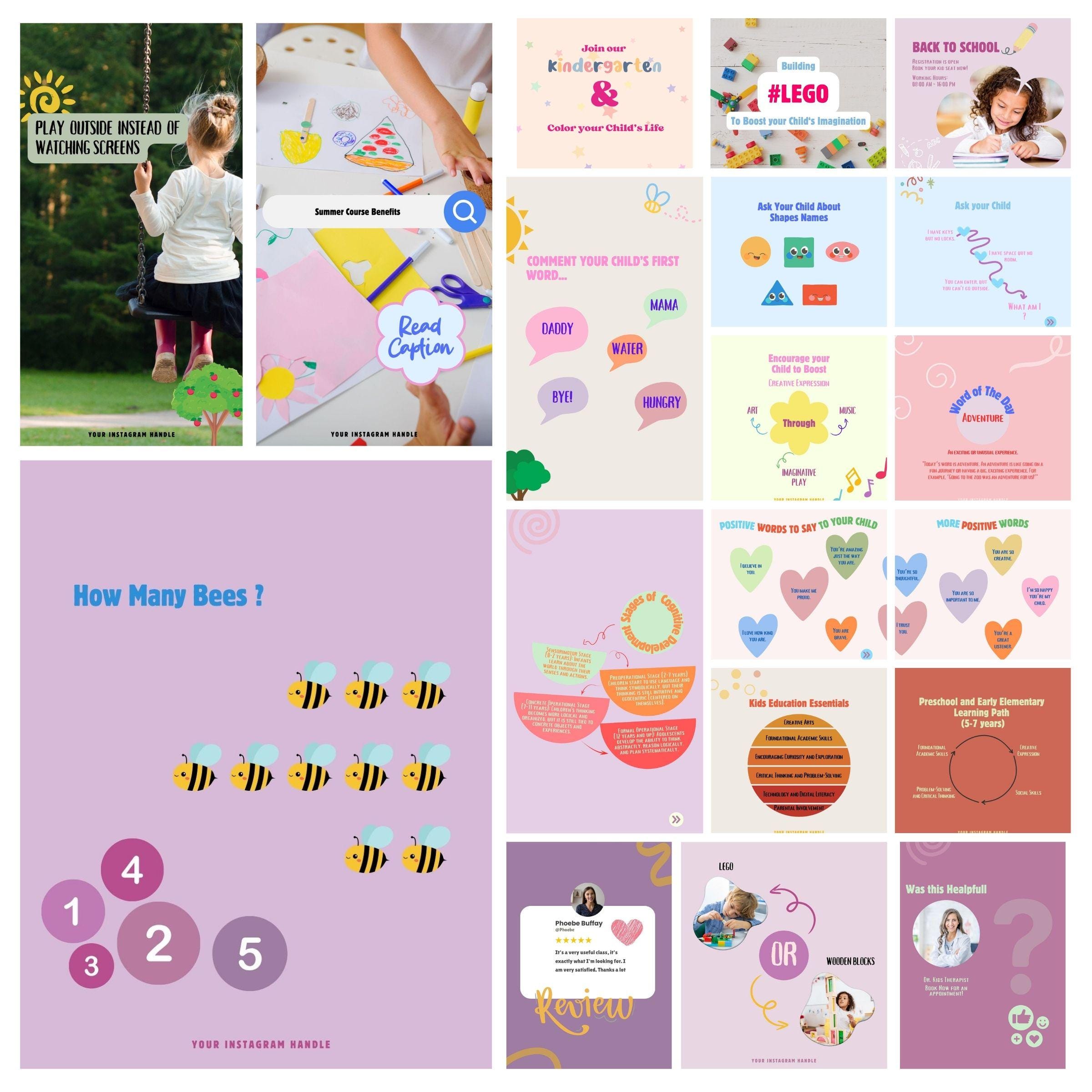 135 Kids Early Education Instagram Templates: Child Development Social ...