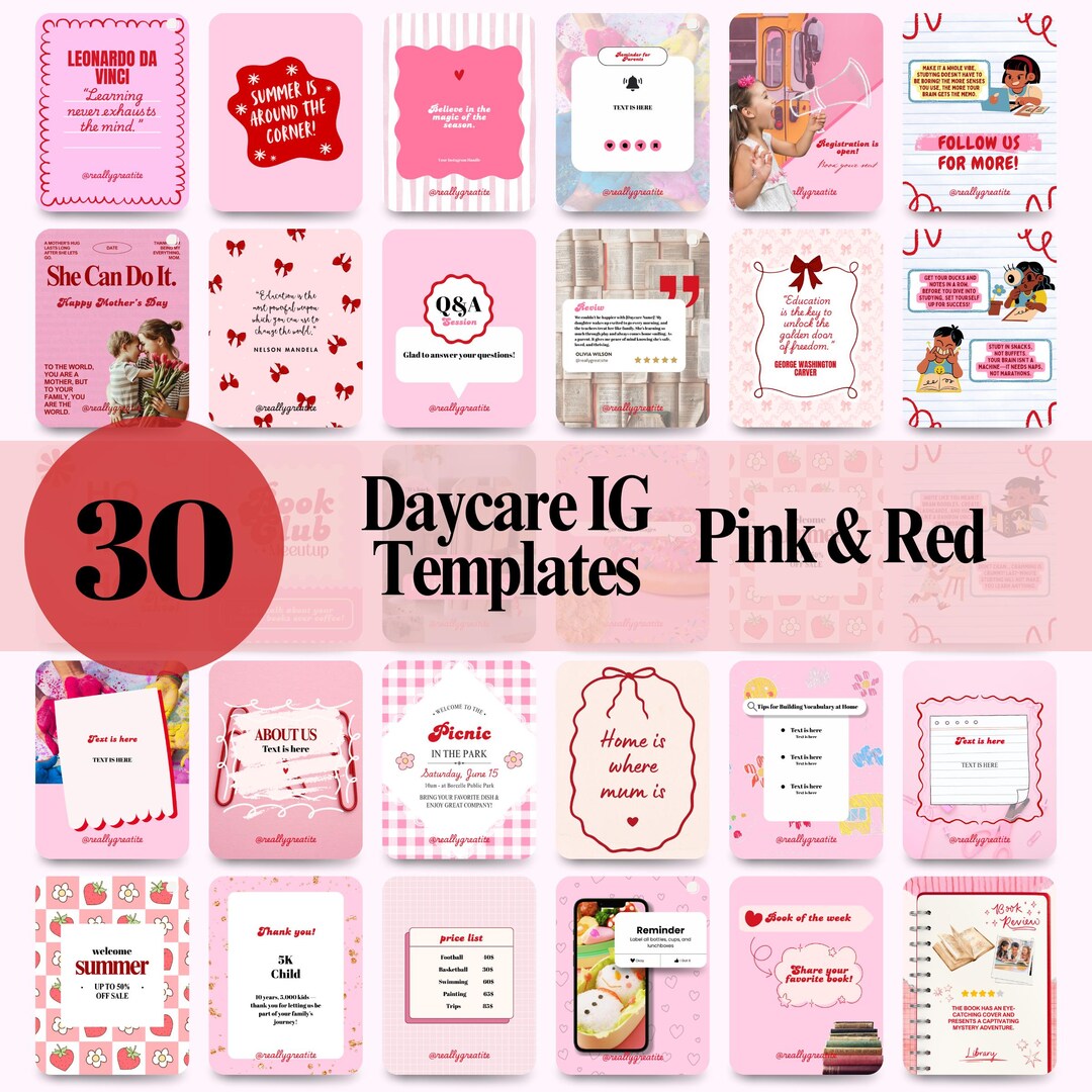 30 Kids Daycare Instagram Templates: Pre-school Social Media, IG Post ...