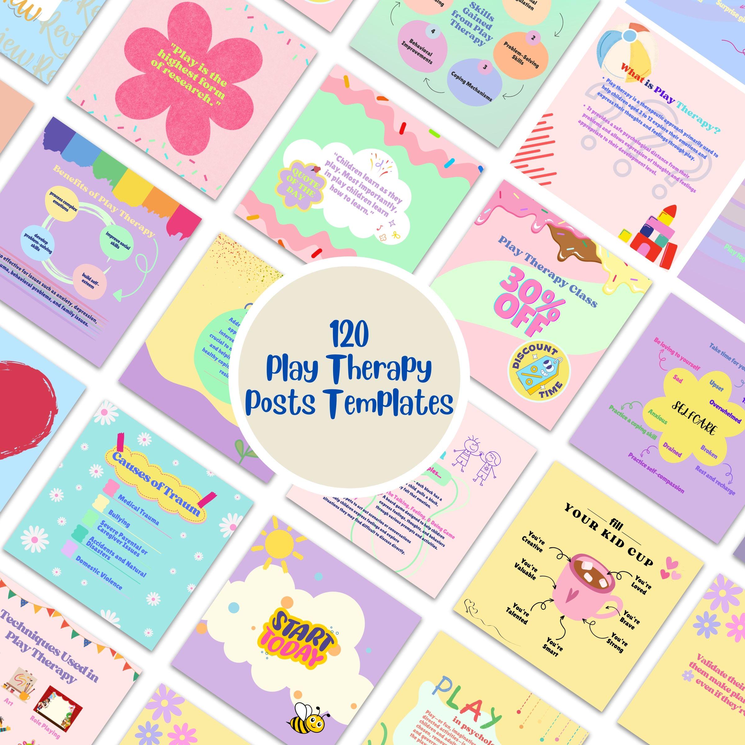 160 Play Therapy Instagram Templates: Colorful Canva Posts (digital ...