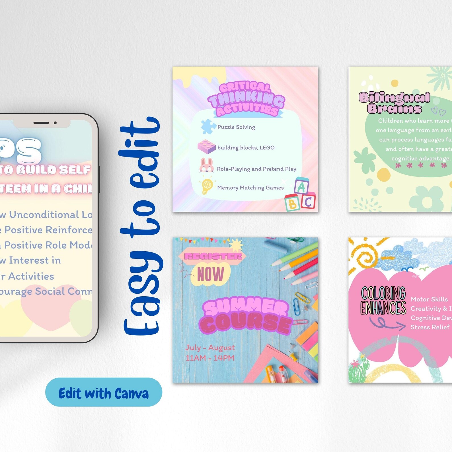 Early Learning Instagram Posts: Child Development Tips (50 Canva ...
