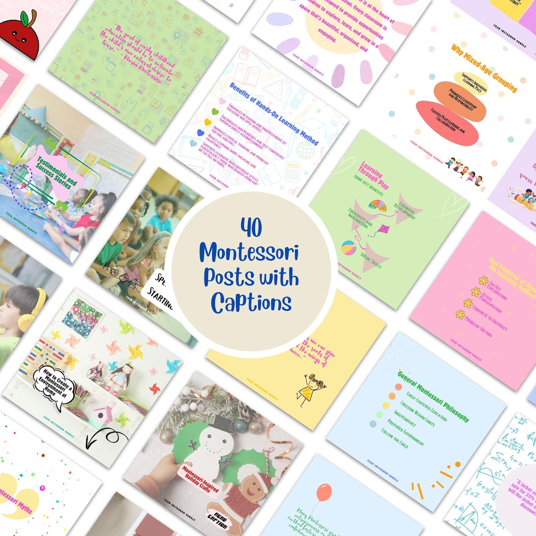 Montessori Education IG Posts: Child Development Canva Templates - Etsy