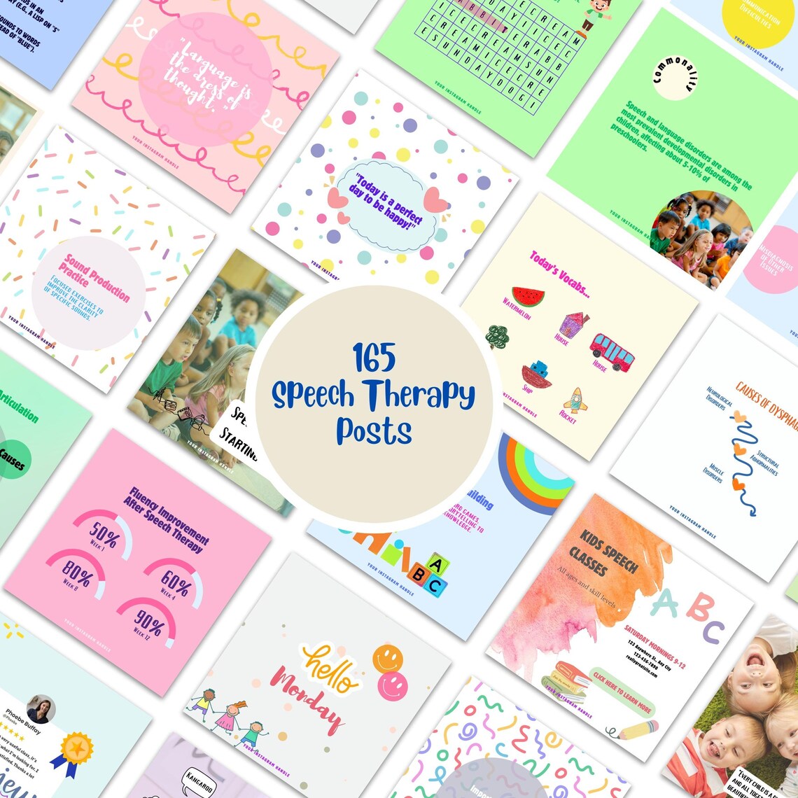 165 Speech Therapy Instagram Templates: Child Development IG Post ...