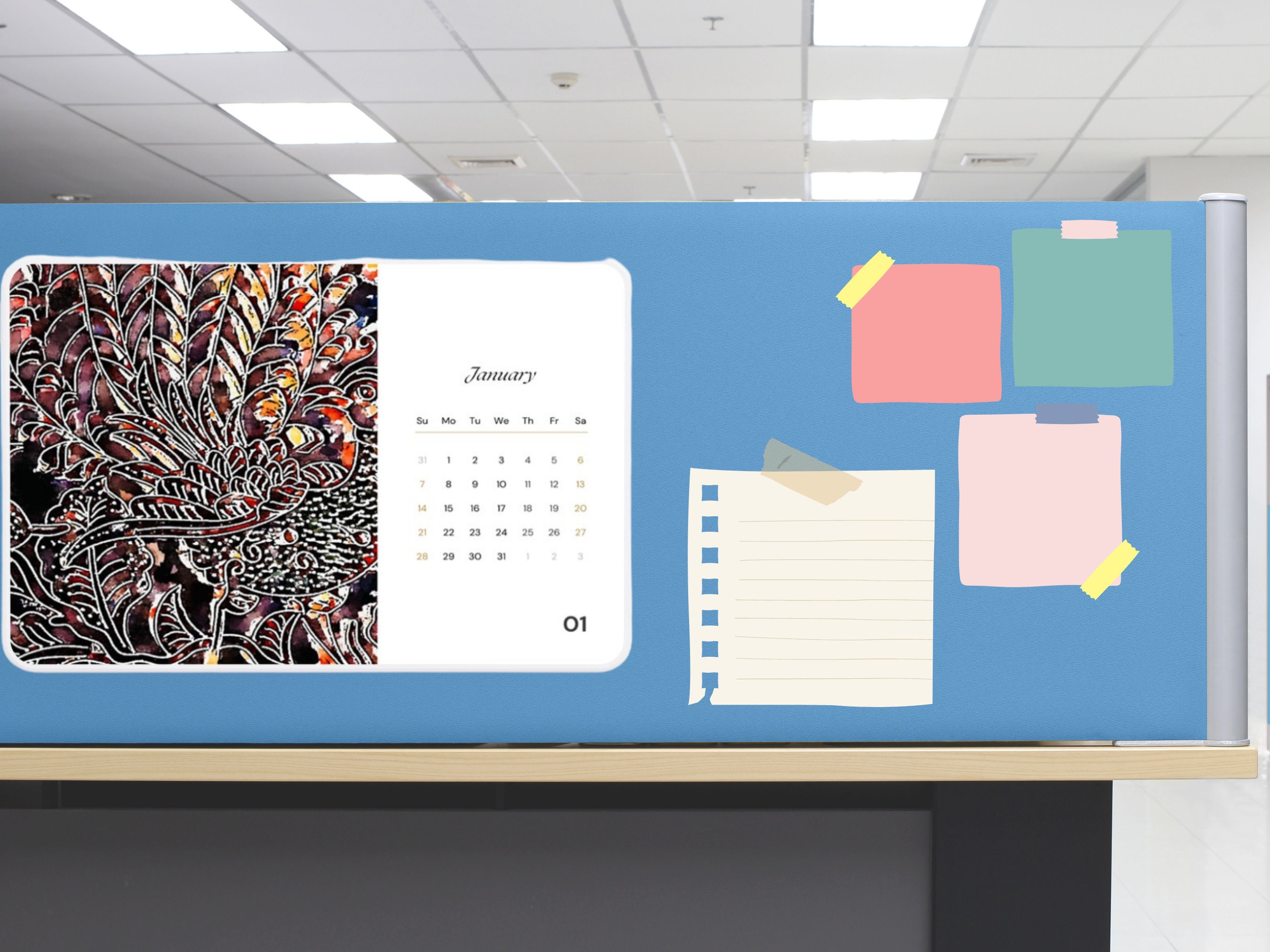 2024 Calender & Planner Printables, Abstract Floral Asian Batik Motif ...