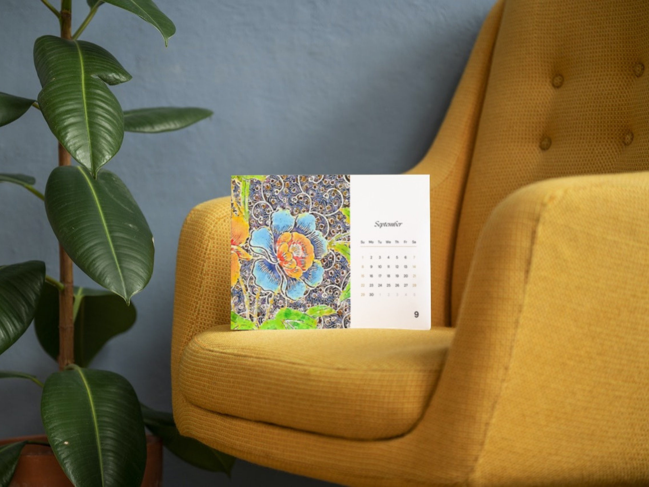 2024 Calender & Planner Printables, Abstract Floral Asian Batik Motif ...