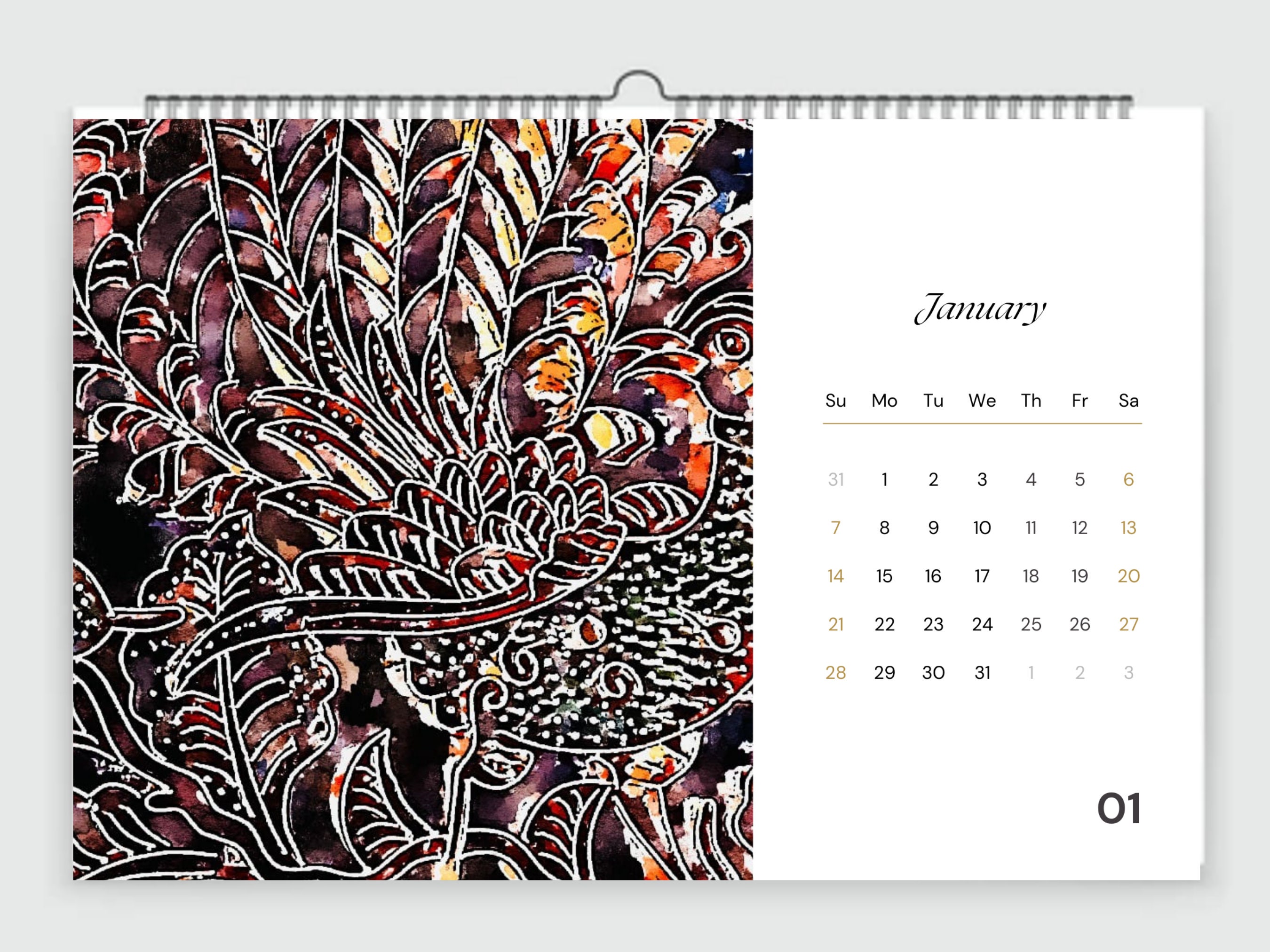 2024 Calender & Planner Printables, Abstract Floral Asian Batik Motif ...