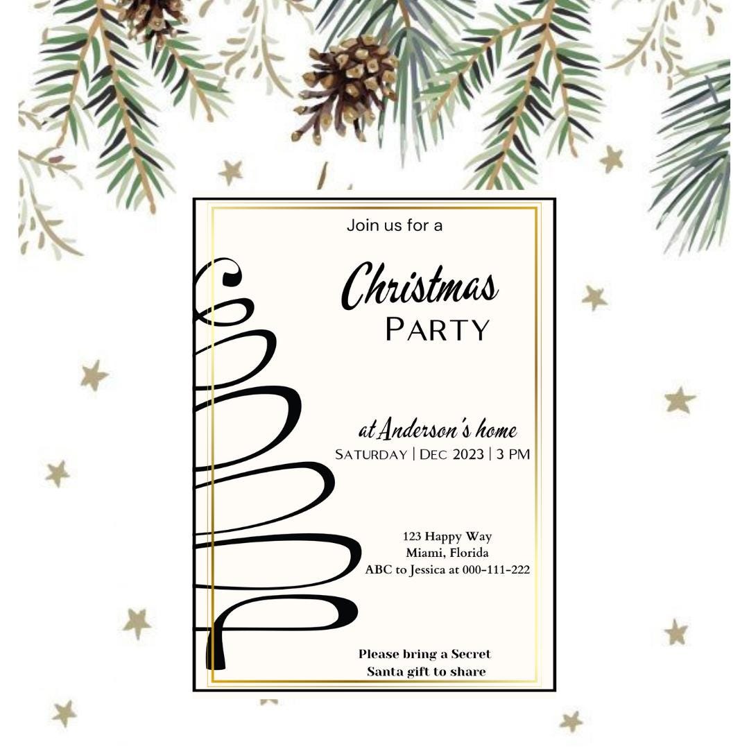 Elegant Christmas Party Invitation Custom Editable Holiday Invite ...