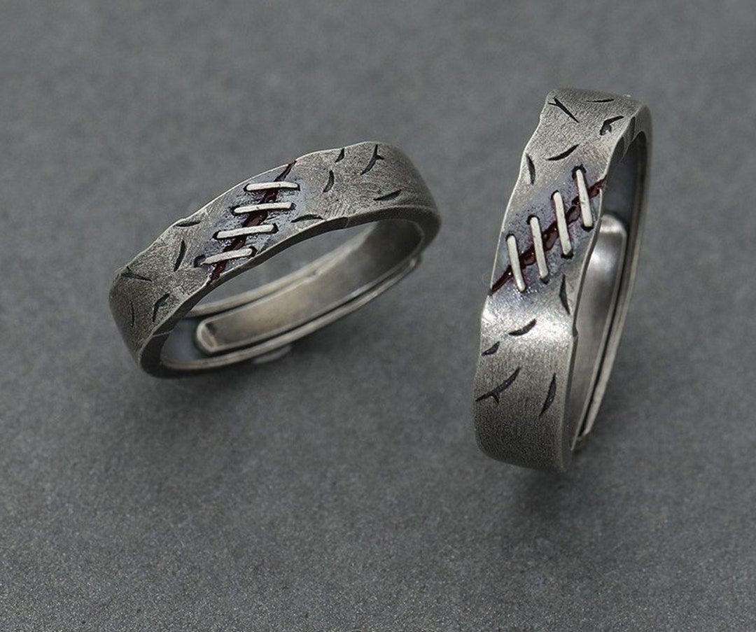 Original Design "scar" Vintage Ring, Couple Rings, Silver Plated ...