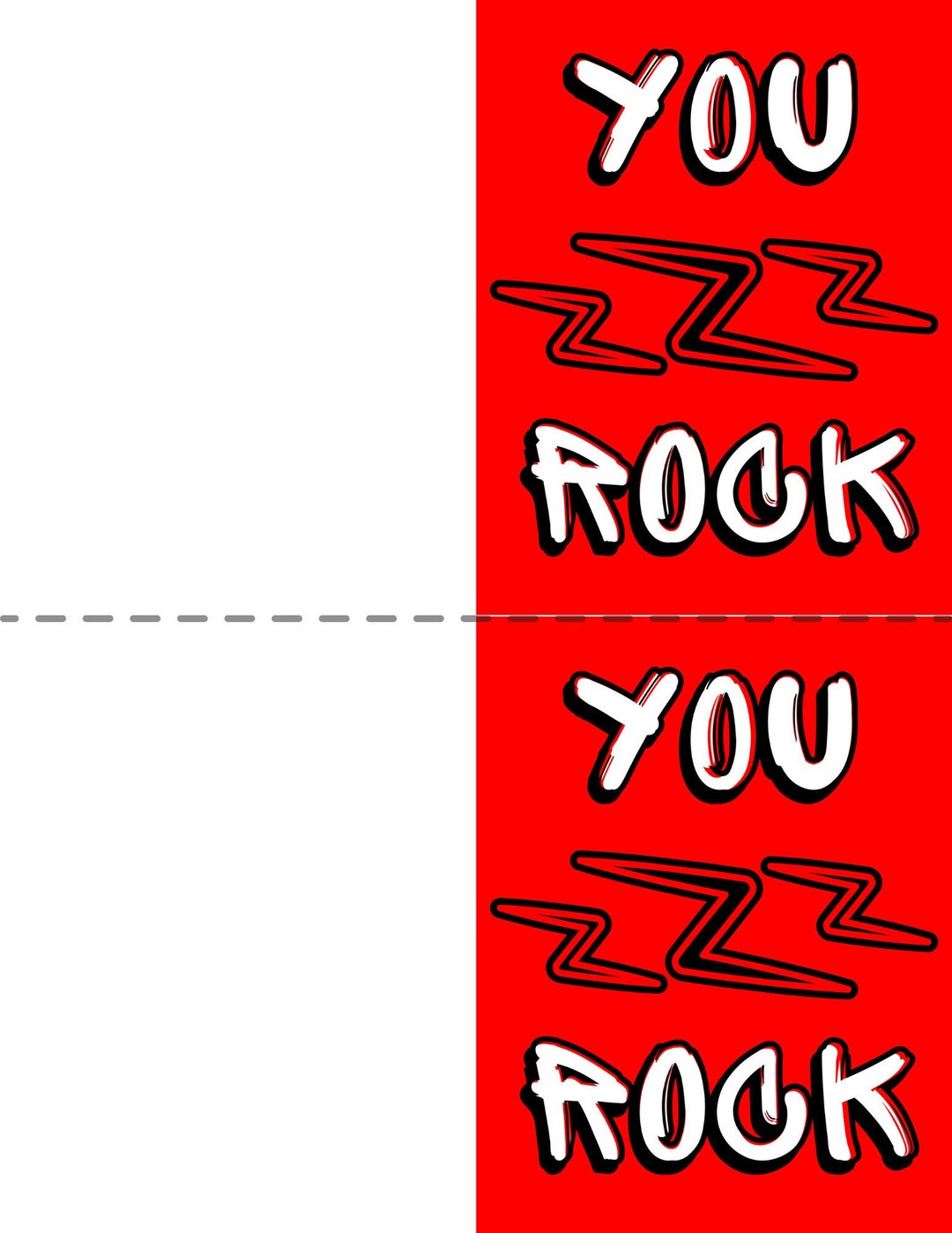 You Rock Greeting Card Digital Download, Lightning Graphic, Solid Red ...