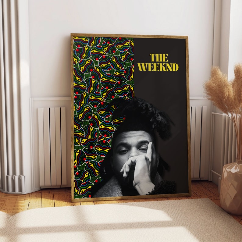 The Weeknd Afro Modern Art Print Black Illustration African Art Black ...