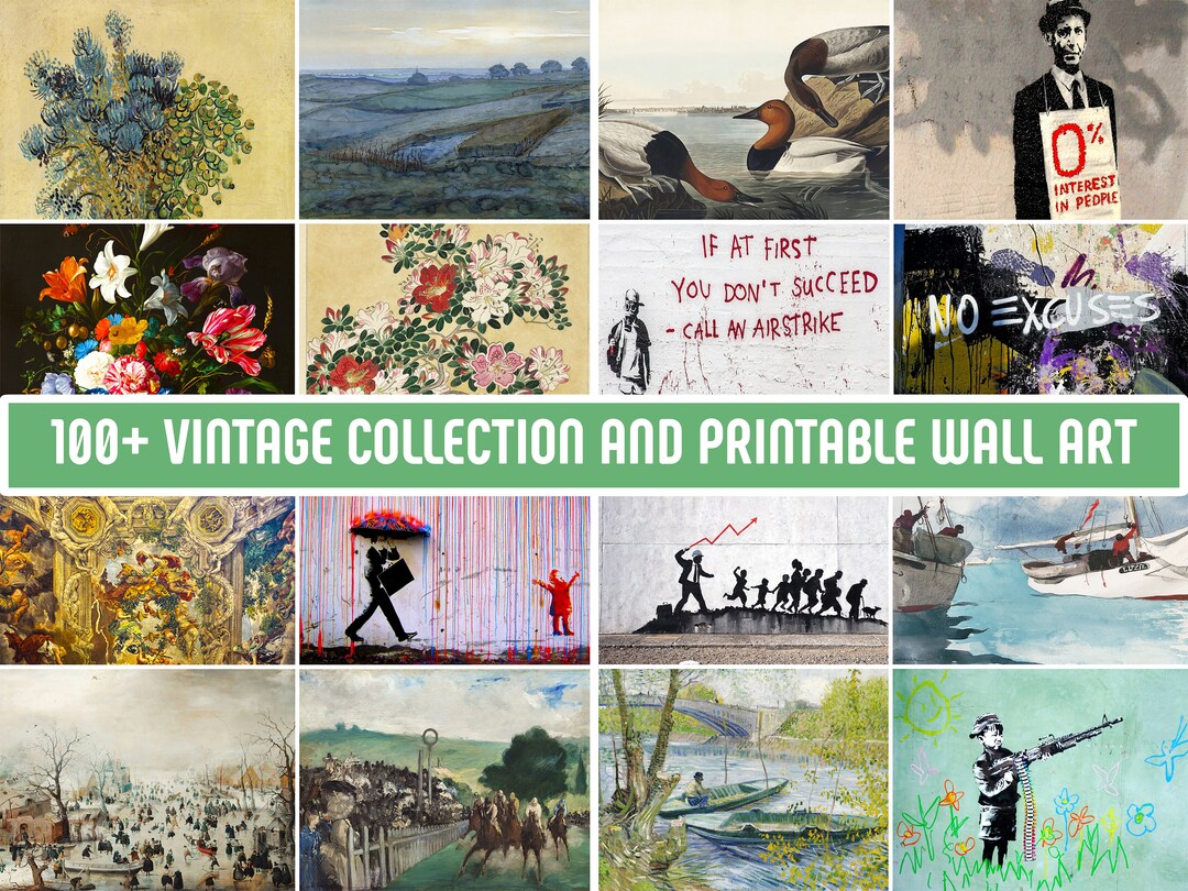 100 Printable Vintage Art Prints for Home Decor, Wall Decor, Art Decor ...