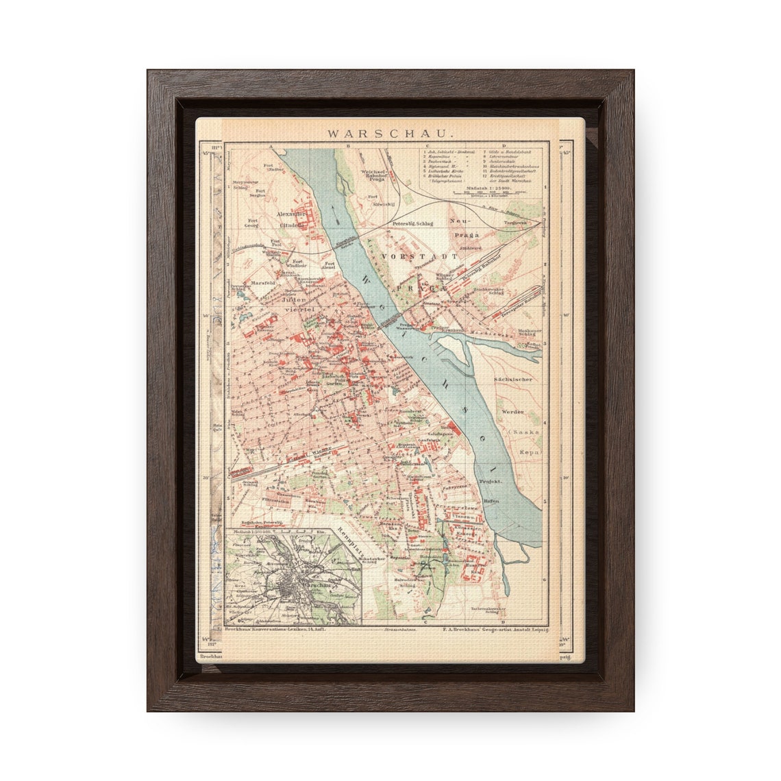 1895 Old Original Map Warsaw Antique Map - Etsy