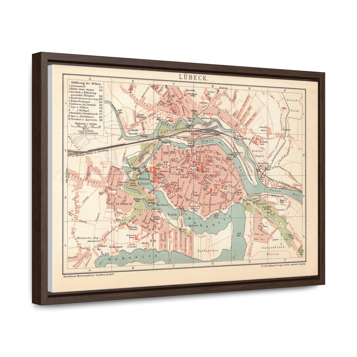 Lubeck 1985 Original Antique Map, Cartography, Geography, Germany Map ...