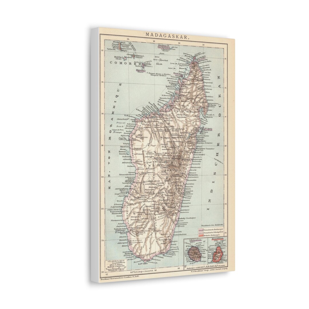 1895 Old Original Map Madagascar, Antique Map - Etsy