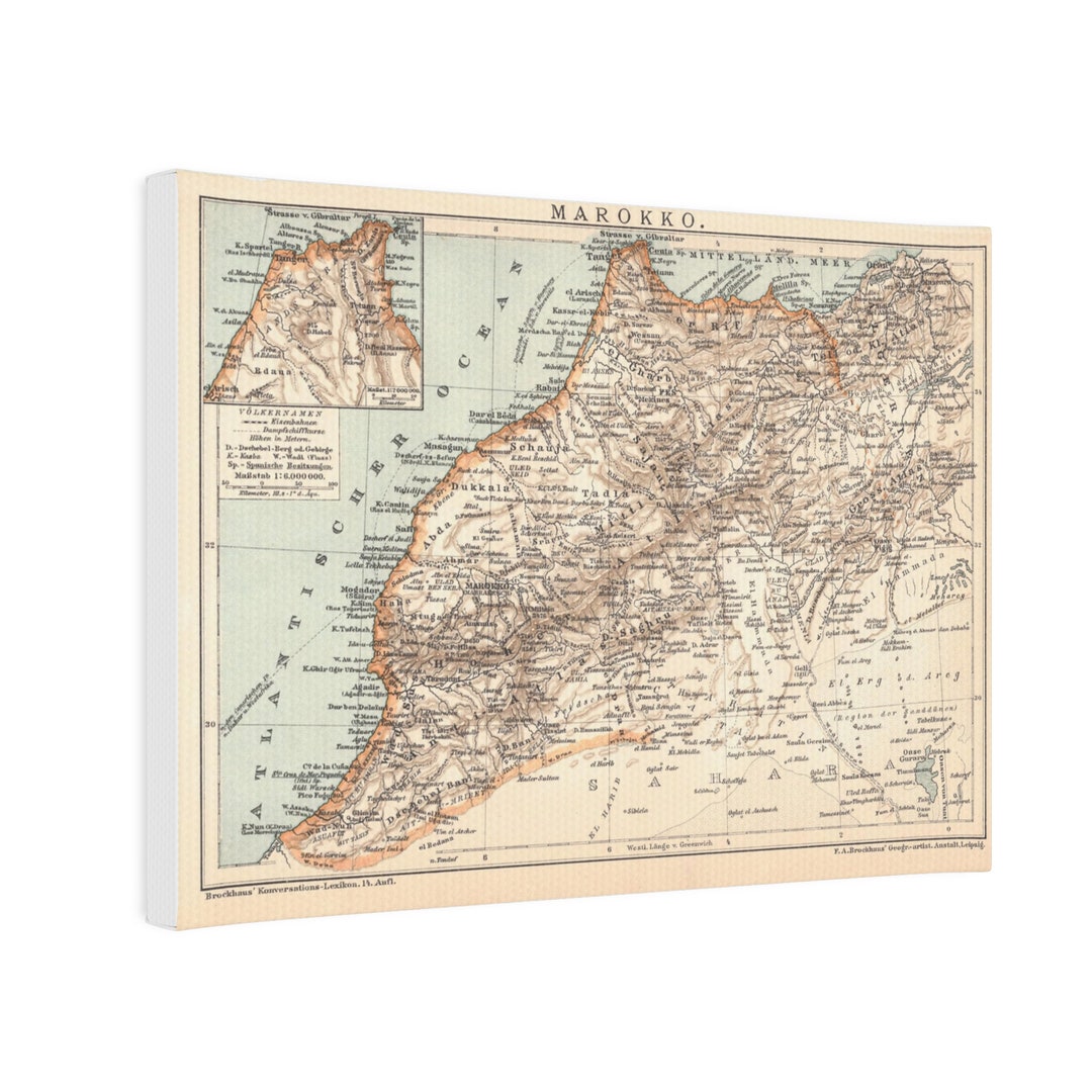 1895 Old Original Map Morocco, Antique Map - Etsy
