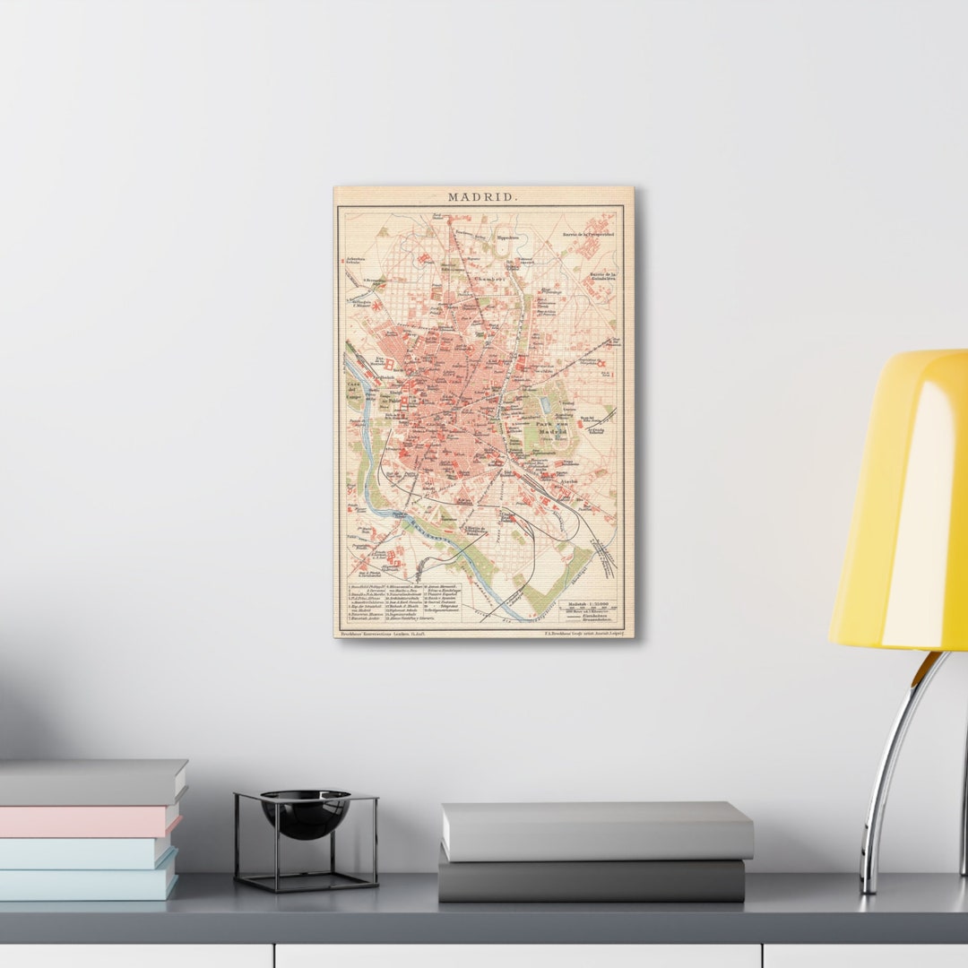 1895 Old Original Map Madrid, Antique Map - Etsy