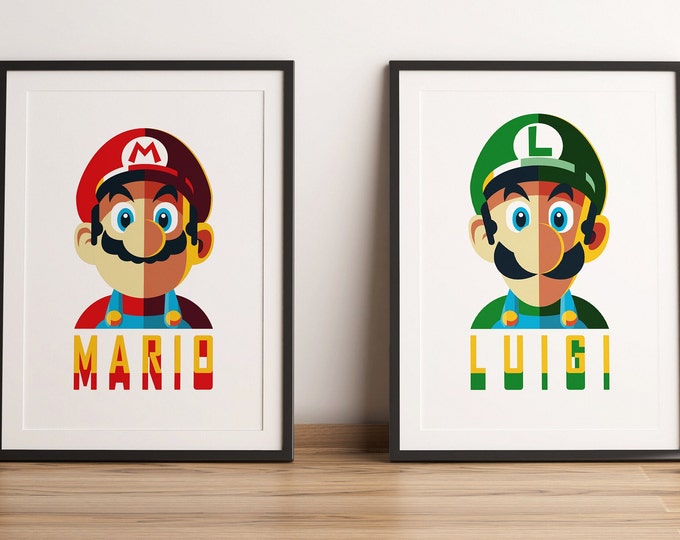 Super Mario Bros Posters, Mario & Luigi, Set or Individual. for Gaming ...