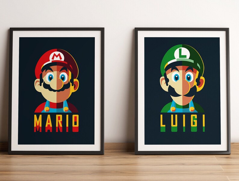 Super Mario Bros Posters, Mario & Luigi, Set or Individual. for Gaming ...