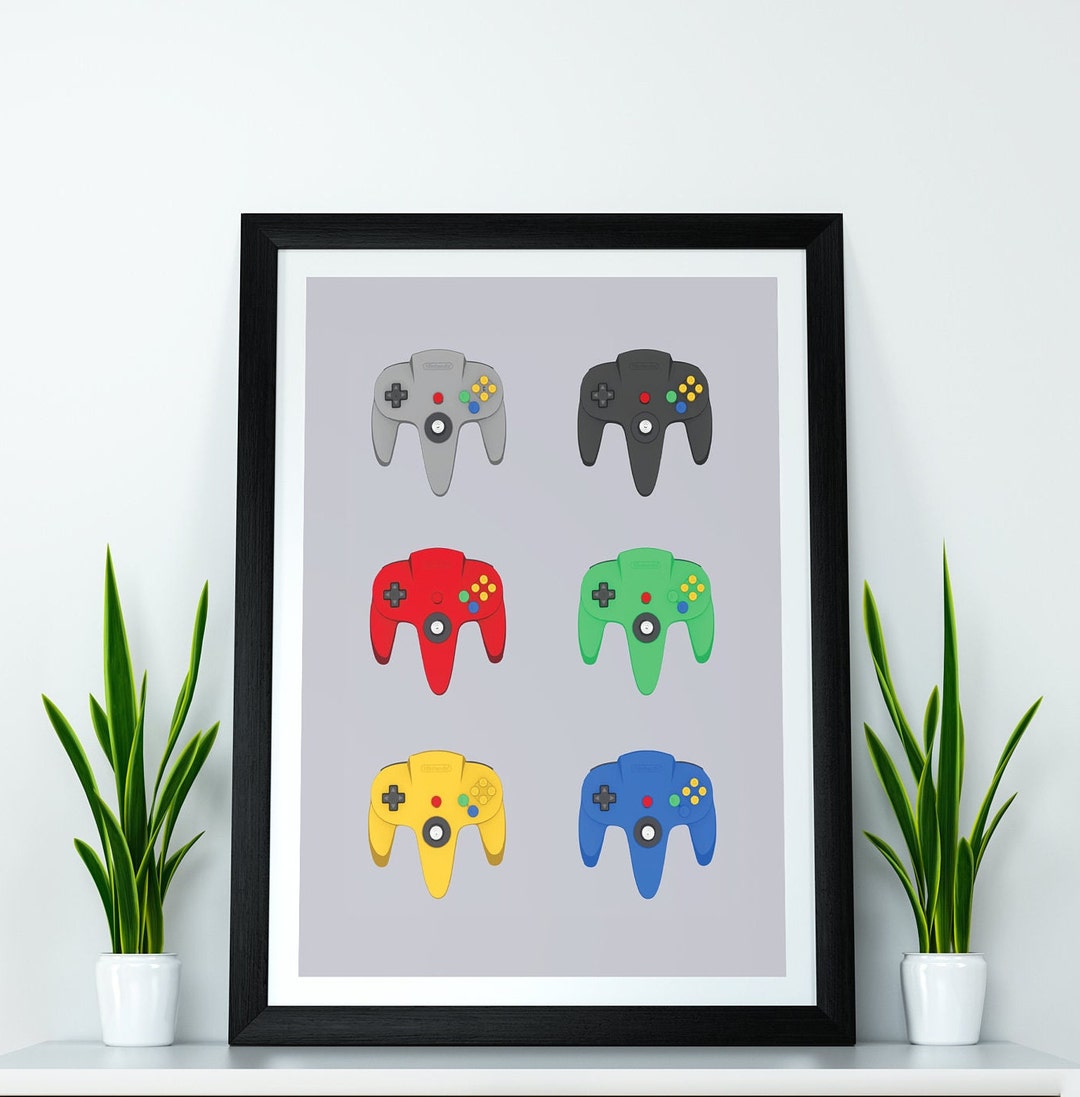 N64 Gamepad Poster - Original Six Colours for Gaming Room or Office ...