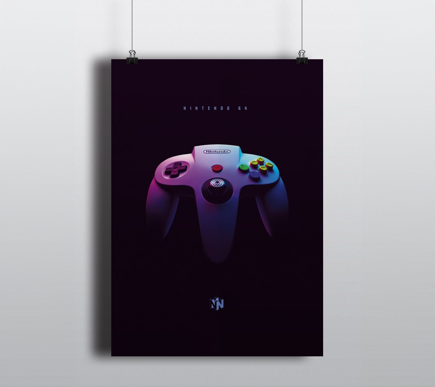N64 Gamepad Poster for Gaming Room or Office Space, A3, A4, A5 ...