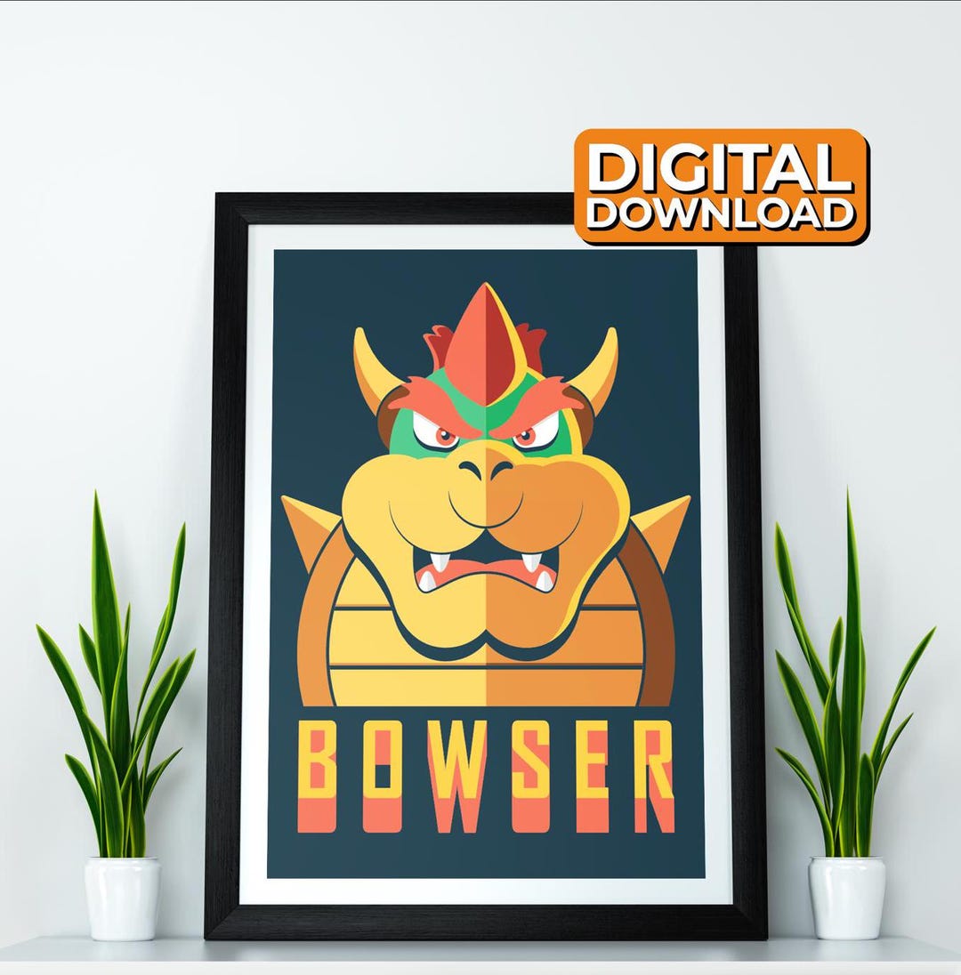 Bowser Poster Print for Gaming Room, Office or Kids Room, Minimalist ...