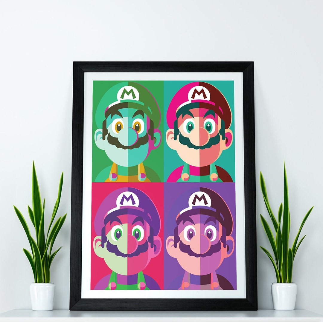 Super Mario Poster Inspired by Andy Warhol for Gaming Room, Office or ...