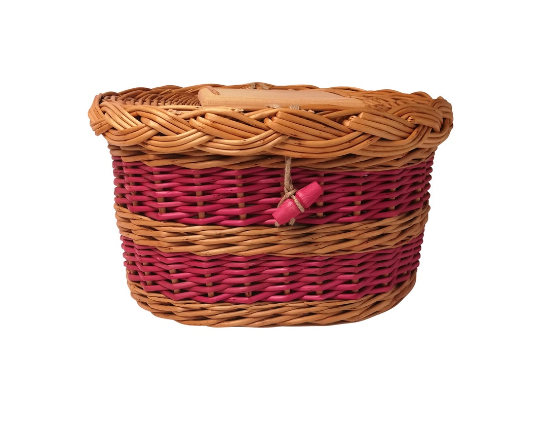 Casket Urn for Cremation Ashes - Handwoven Pink (fuchsia) Wicker ...
