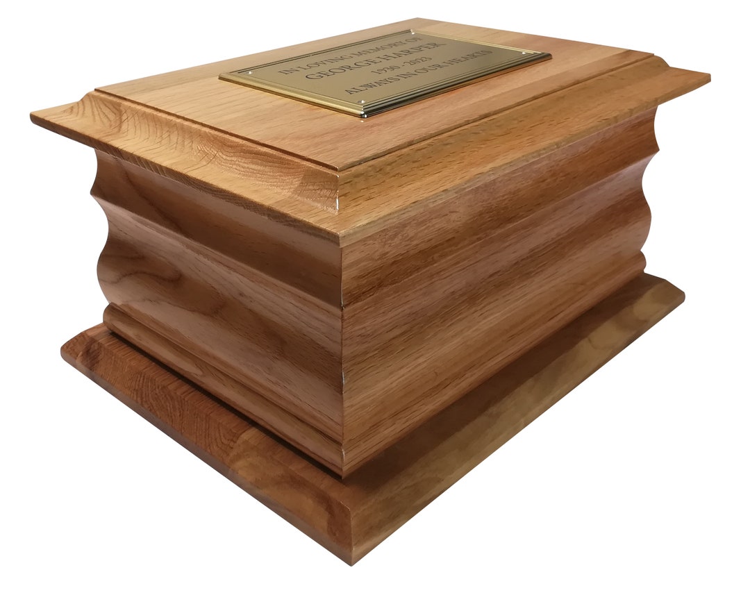 Caskets for Ashes Adult Wooden Oak Cremation Memorial Box Urn Funeral ...