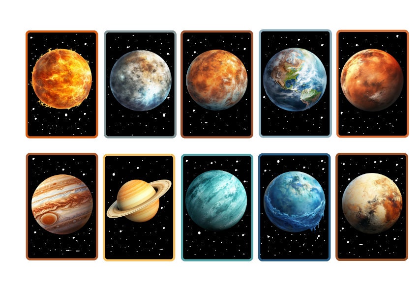 Kids Solar System Cards - Etsy