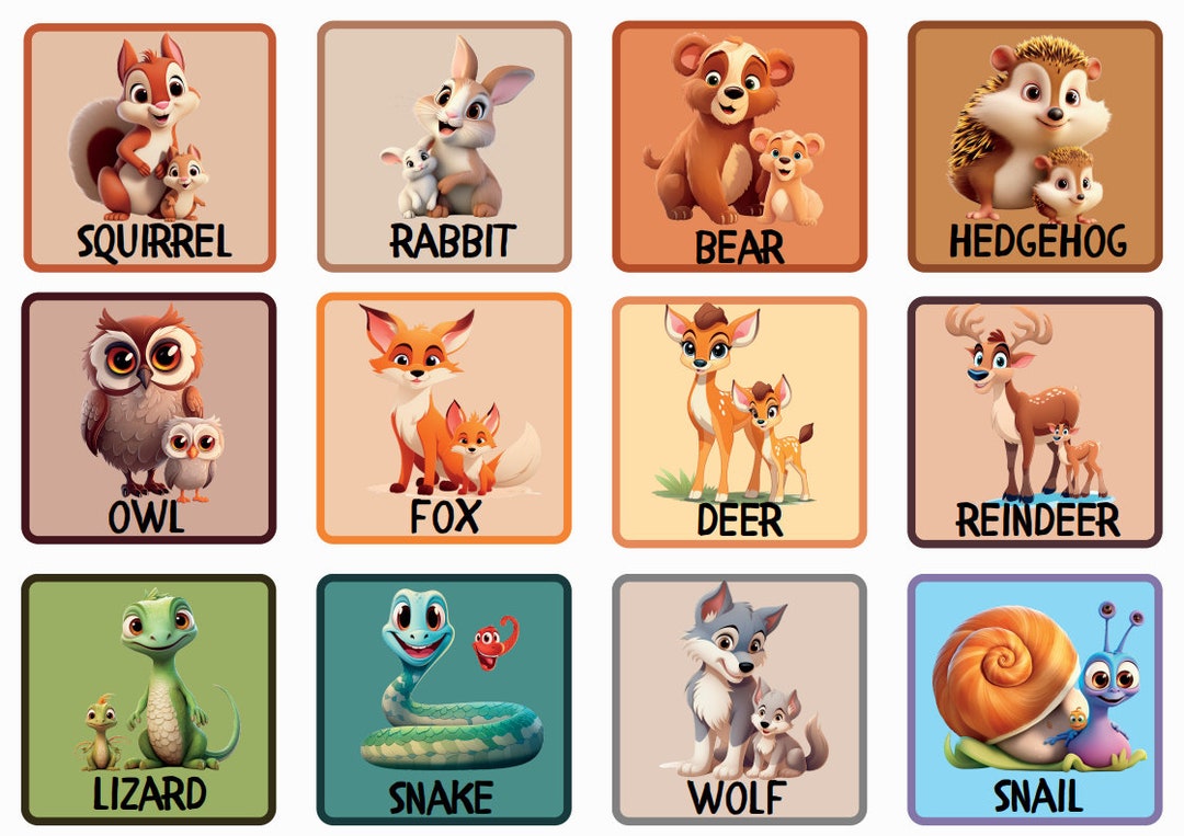 Kids Forest Animals Cards - Etsy