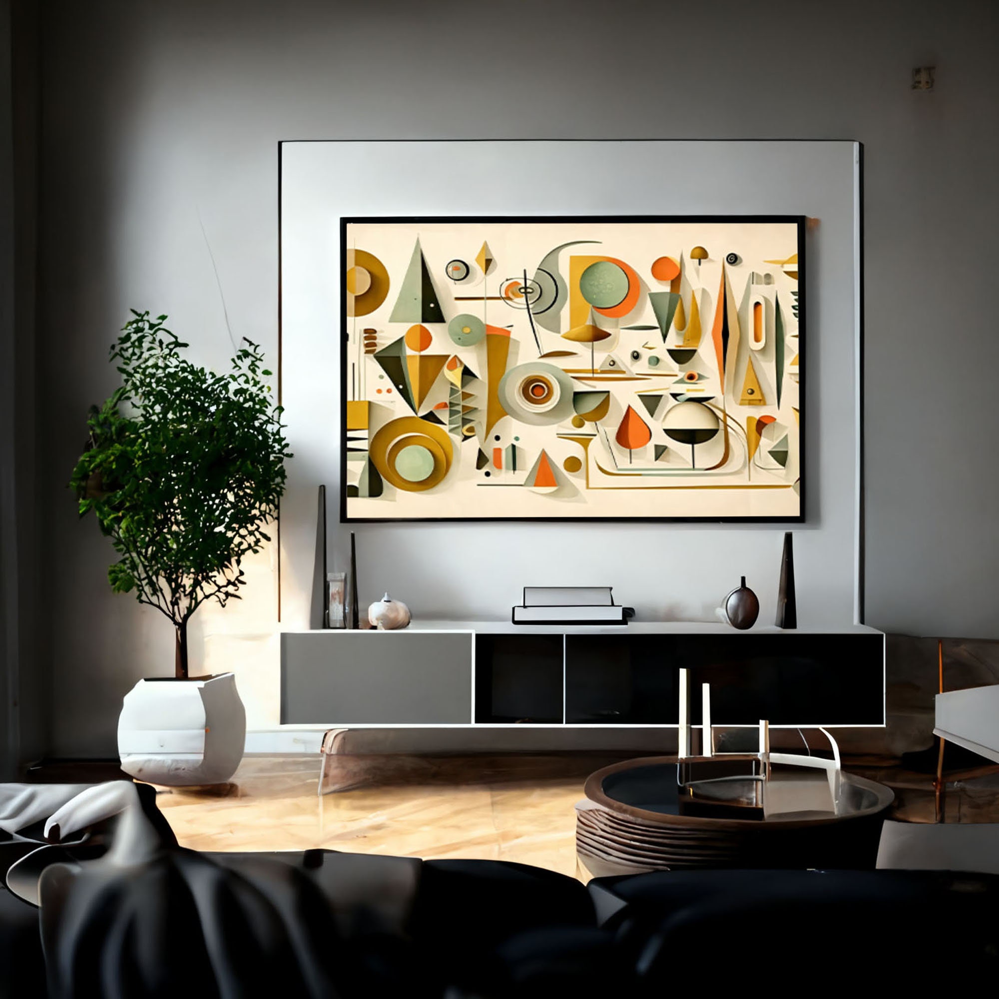 Samsung Frame Tv, Mid Century Abstract Shapes, Mid Century Modern Frame ...