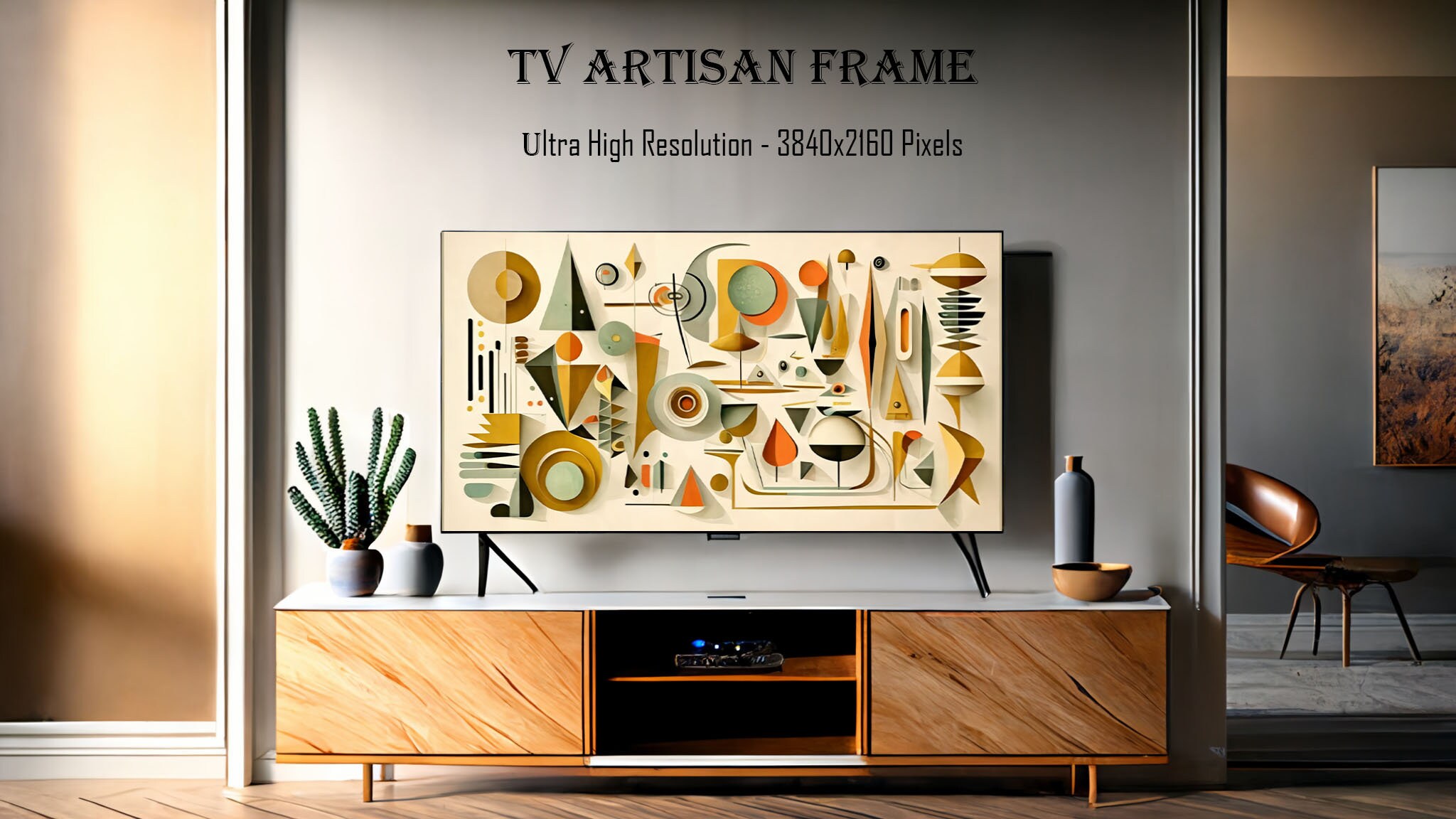 Samsung Frame Tv, Mid Century Abstract Shapes, Mid Century Modern Frame ...