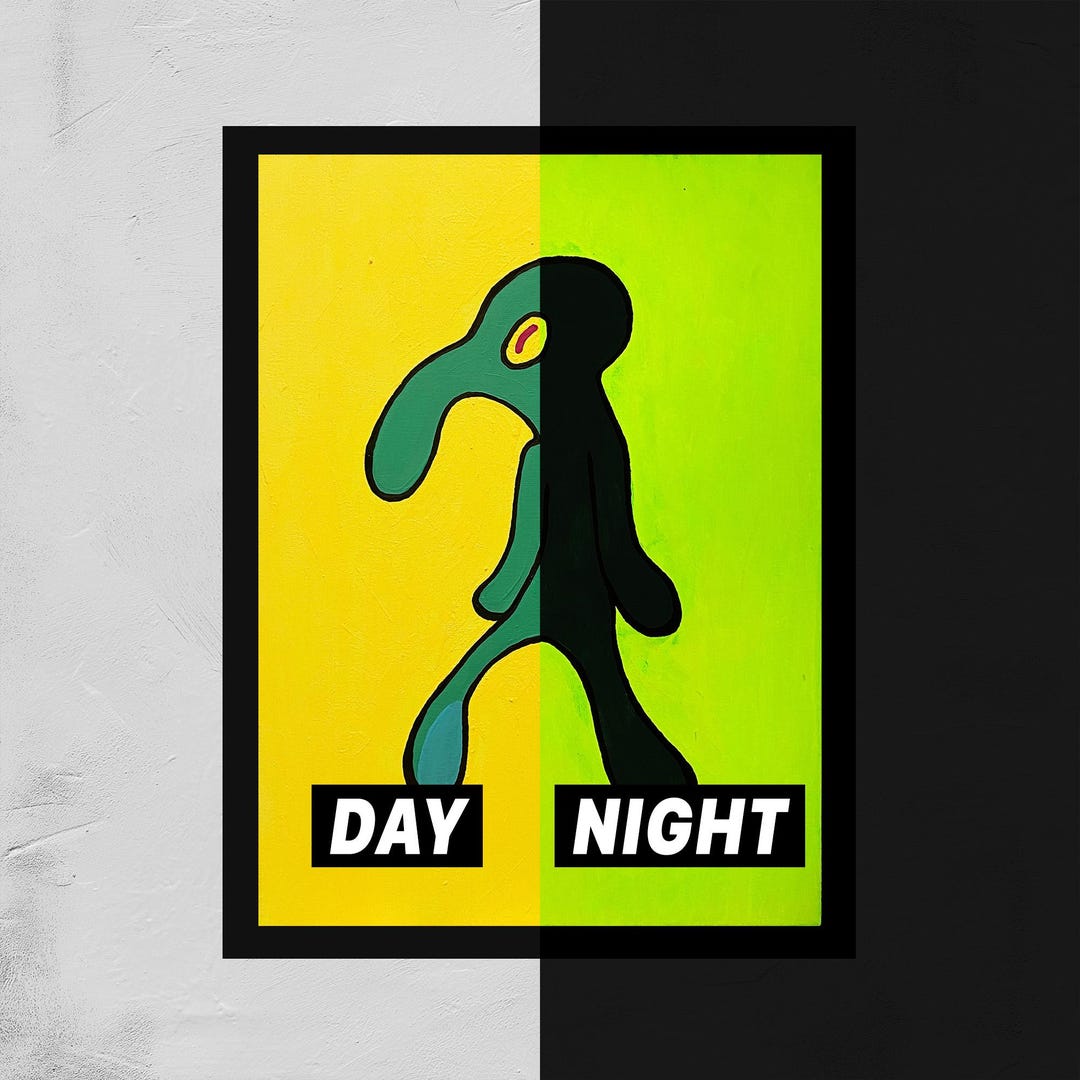 Blacklight Handsome Squid Octopus Original Painting on Canvas: Glow in ...