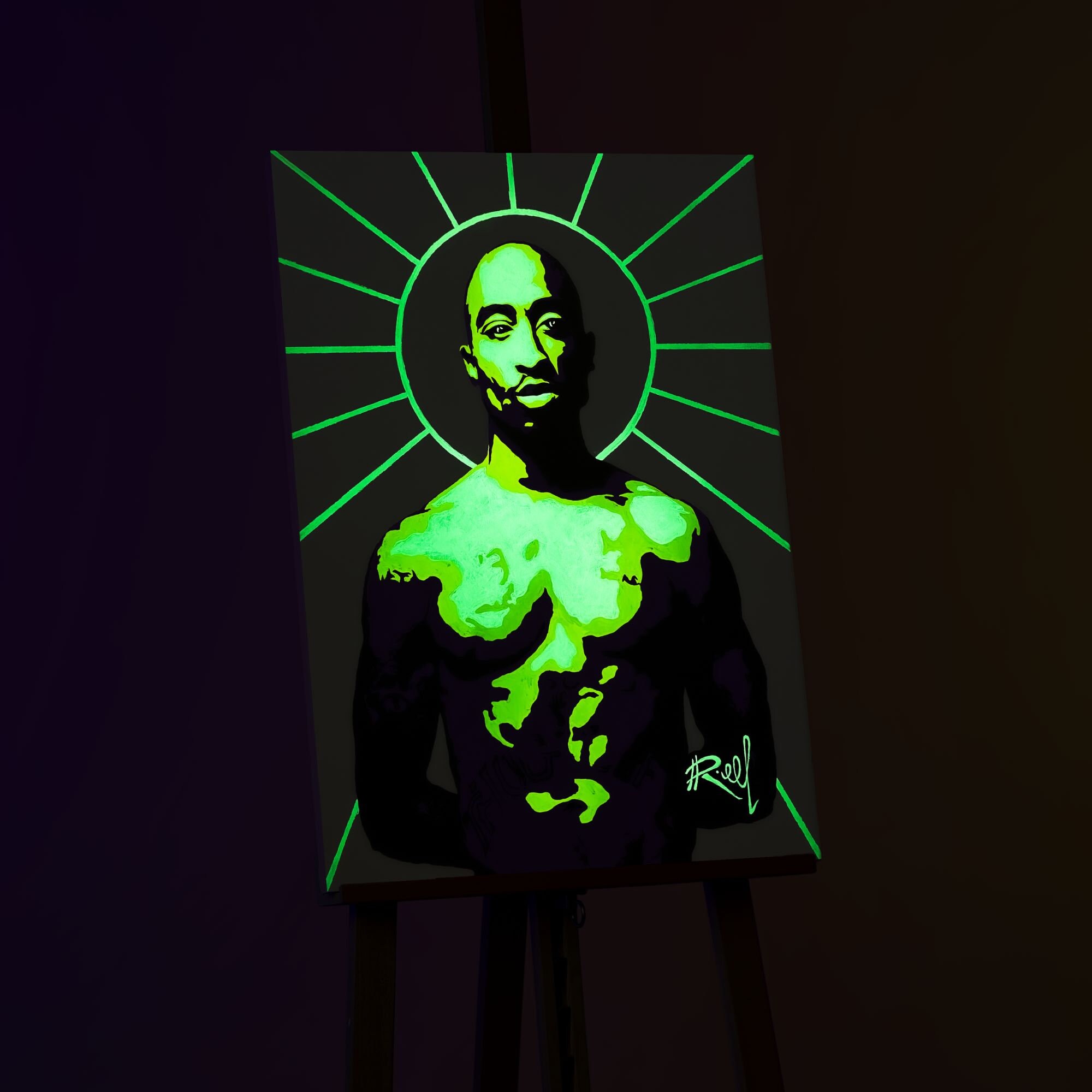 Glow in the Dark 2pac Portrait Print on Canvas Wall Decor for Home ...