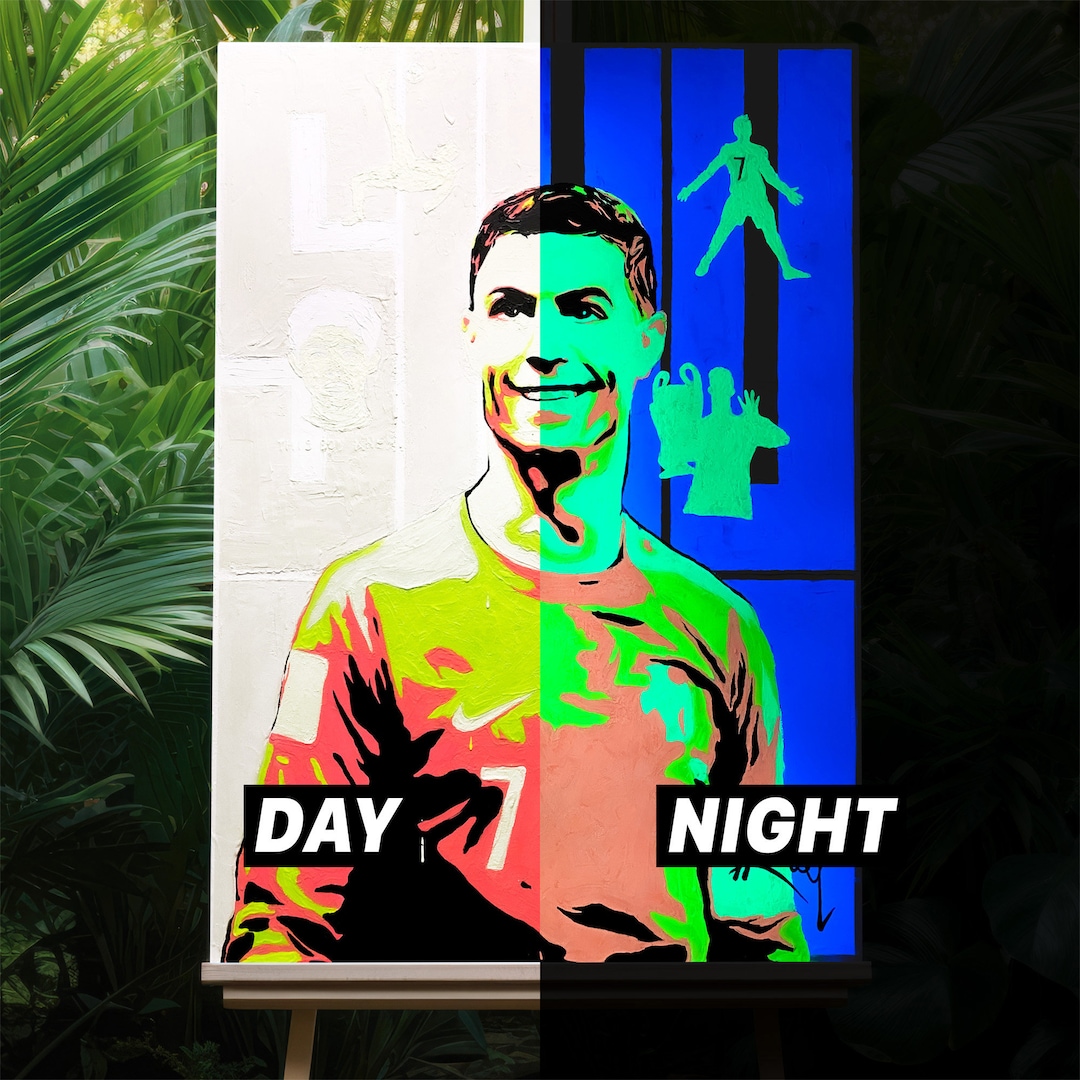 Glow in the Dark CR7 Cristiano Ronaldo Football Original Painting on ...