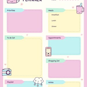 Cute Daily Planner Template – Printable Organizer (PDF/AI/SVG) - Etsy