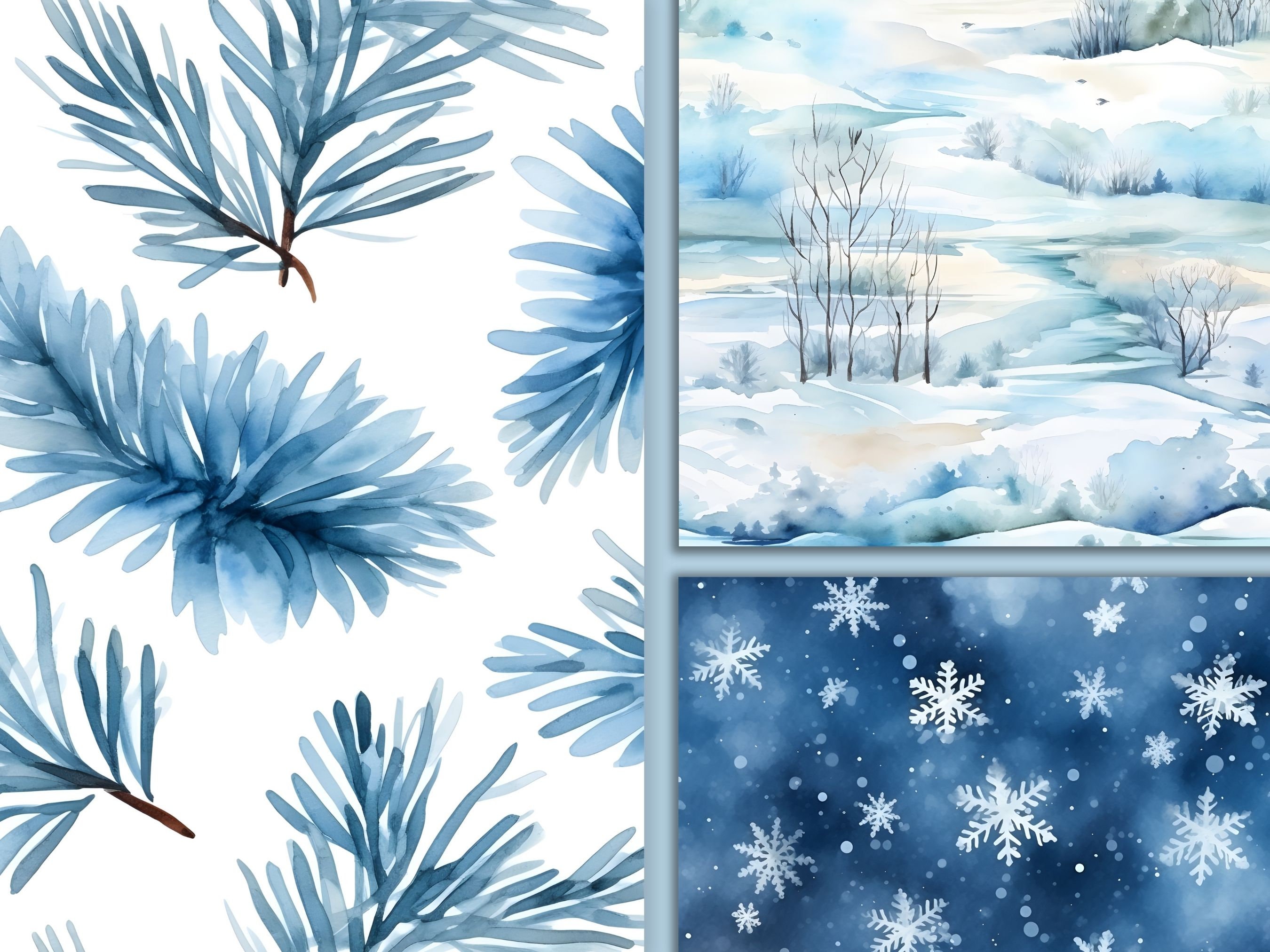 Winter Wonderland Digital Paper, Watercolor Winter Design, 15 Seamless ...