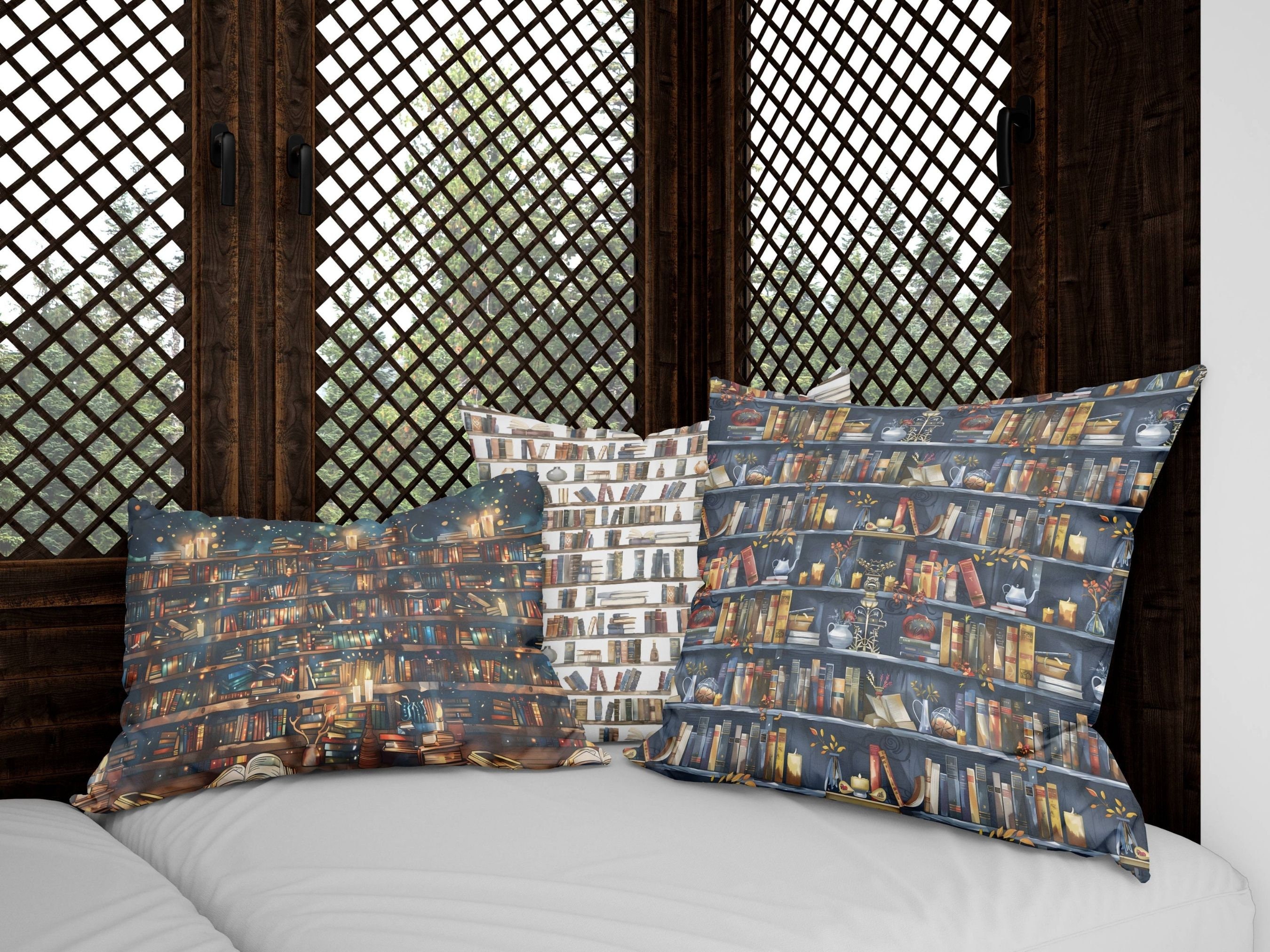 Magic Books Digital Paper, Watercolor Bookshelf, 15 Seamless Patterns ...